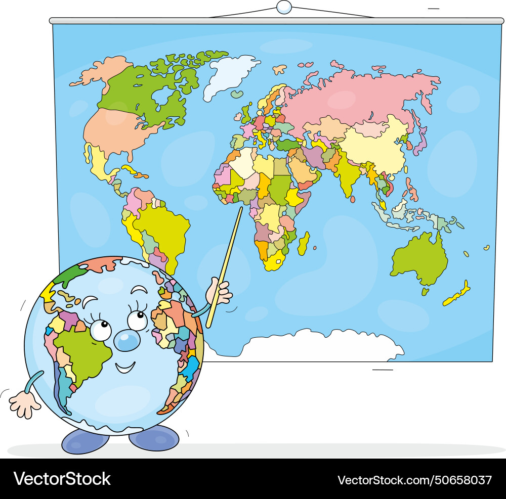 Funny geography lesson at school Royalty Free Vector Image