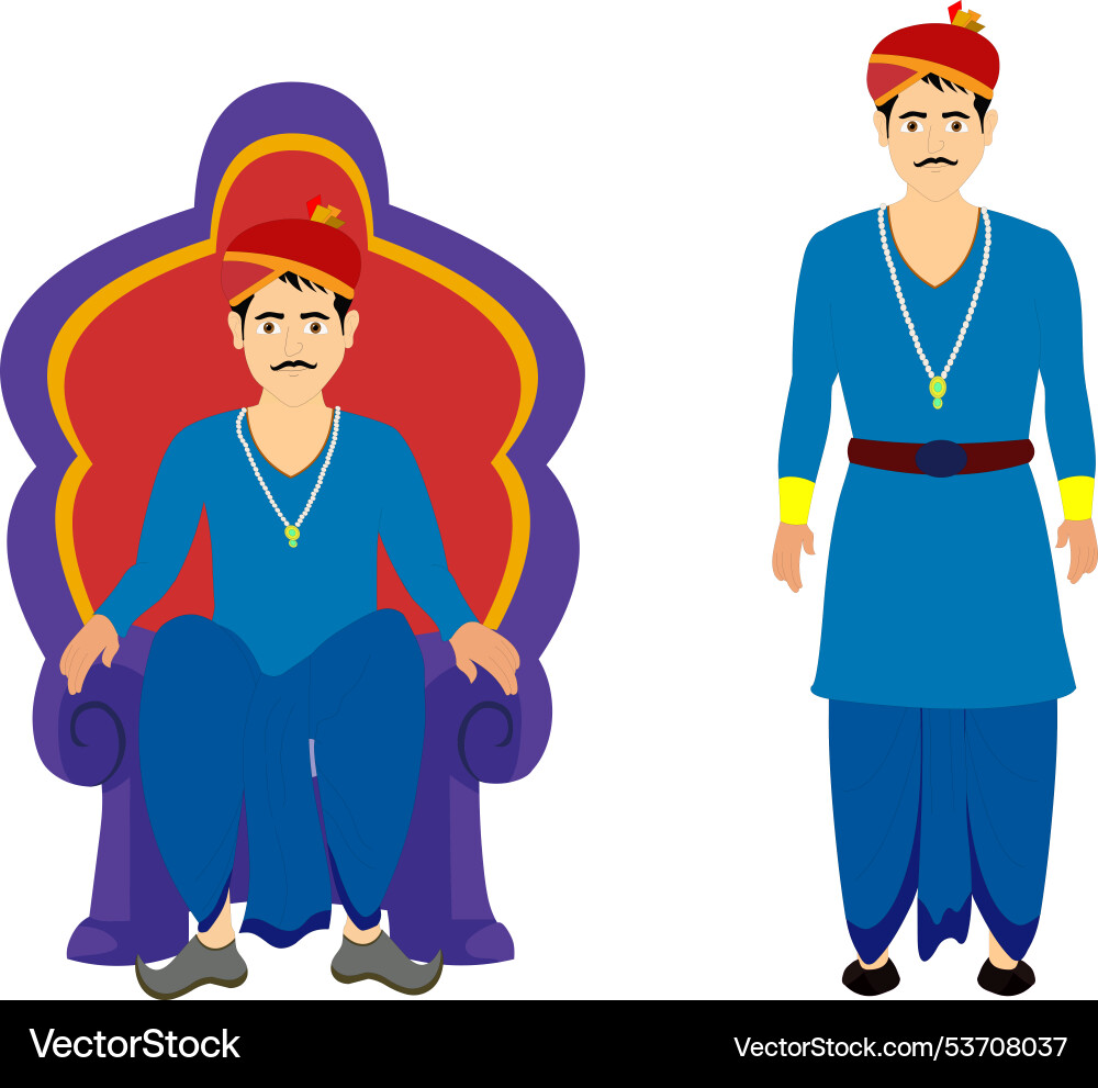 Indian prince character model sheet for 2d cartoon