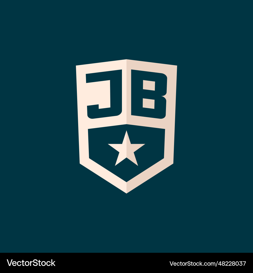 Initial jb logo star shield symbol with simple Vector Image