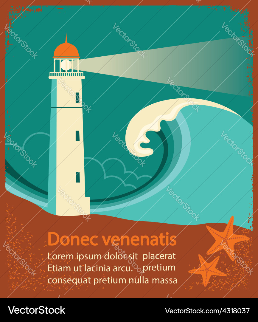 Lighthouse retro poster for text Royalty Free Vector Image