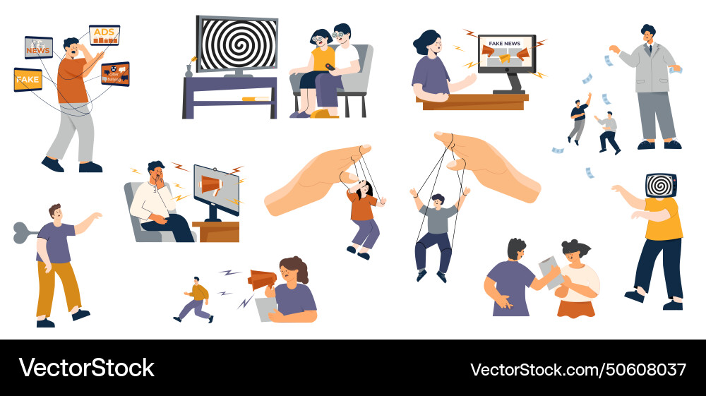 Mental people manipulation set Royalty Free Vector Image