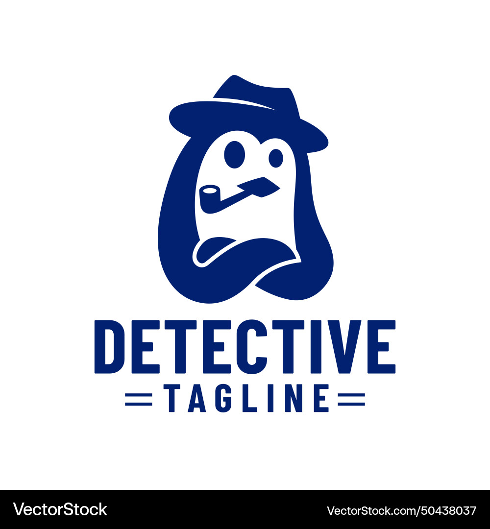 Simple detective penguin classic logo design Vector Image