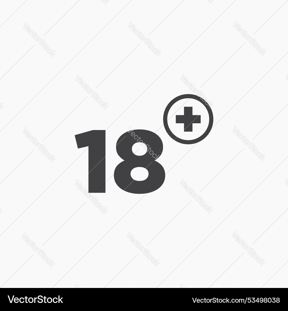 18 plusline in thin line black color flat simple Vector Image