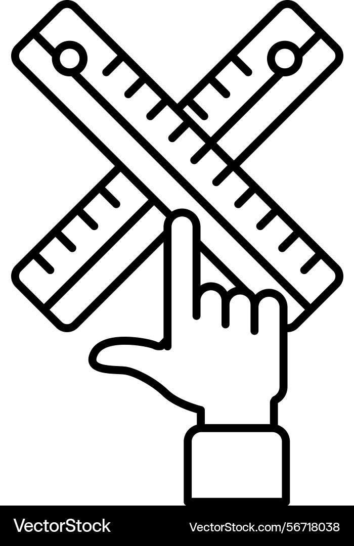 A hand pointing to ruler with the numbers 1 Vector Image