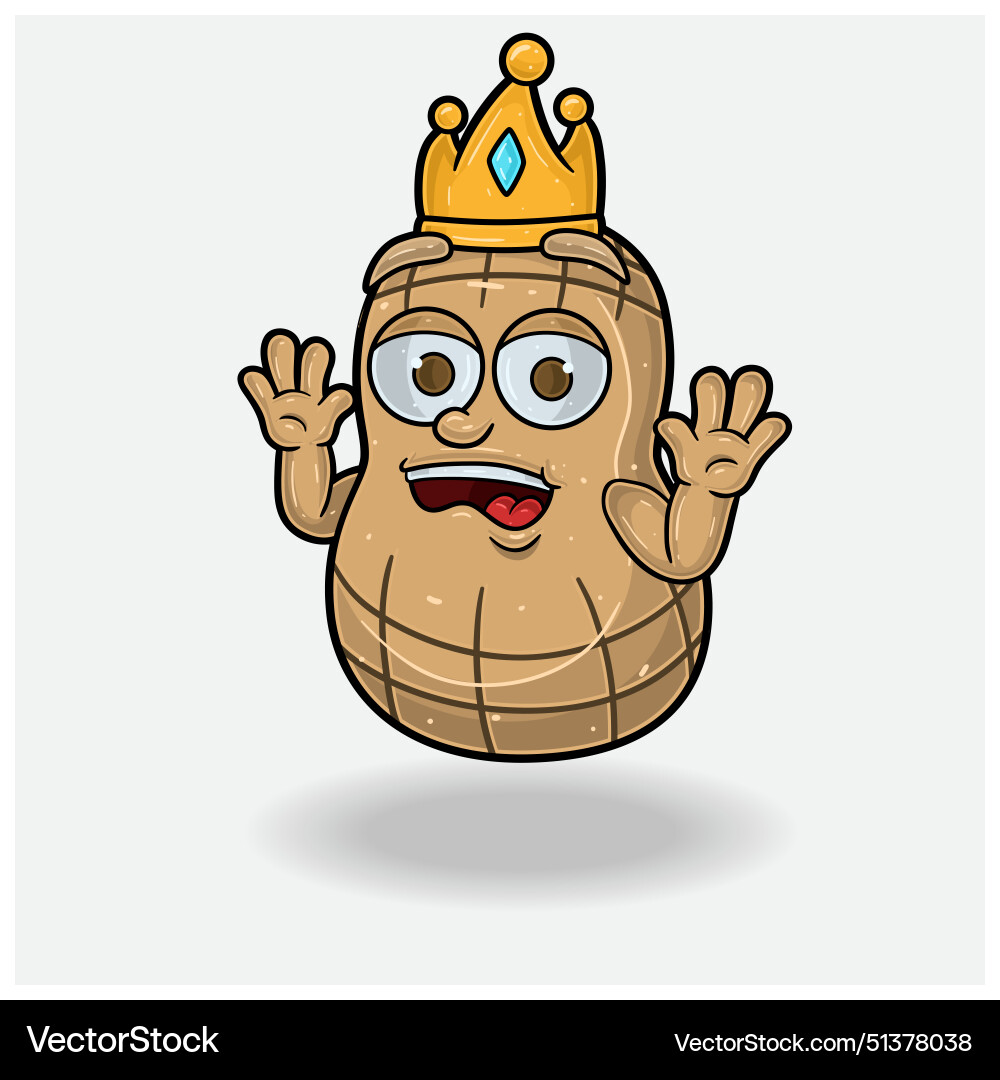 Peanut mascot cartoon with shocked expression Vector Image