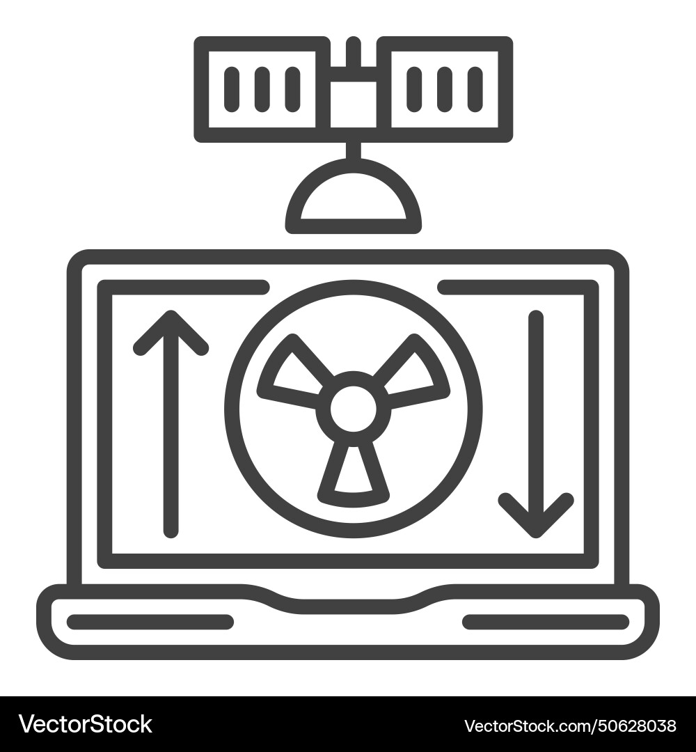 Satellite and laptop with radiation symbol Vector Image