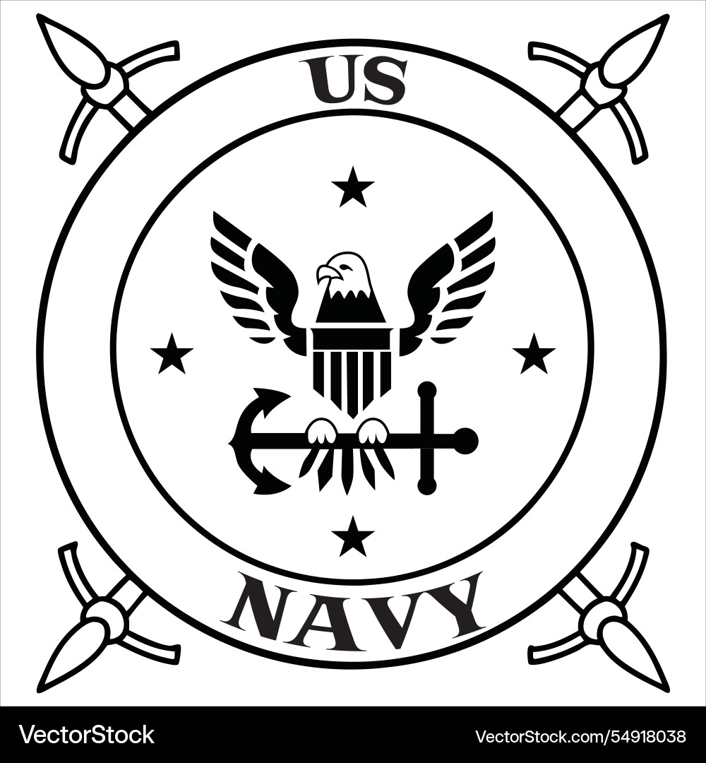 Us navy emblem with eagle anchor and stars Vector Image