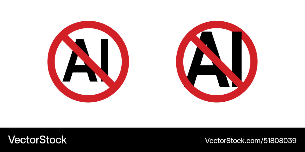 Anti-ai symbol artificial intelligence Royalty Free Vector