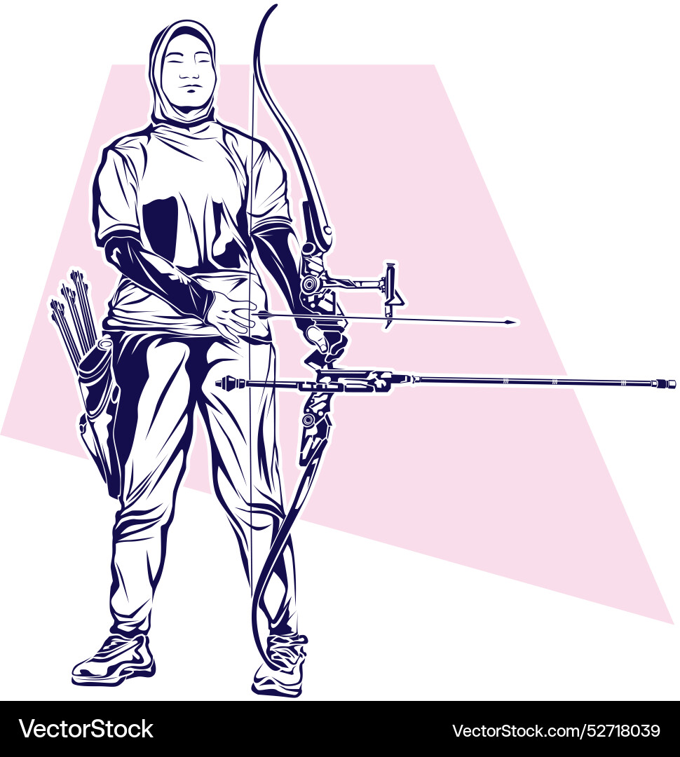 Archer lady pose 1 indonesian fighter Royalty Free Vector