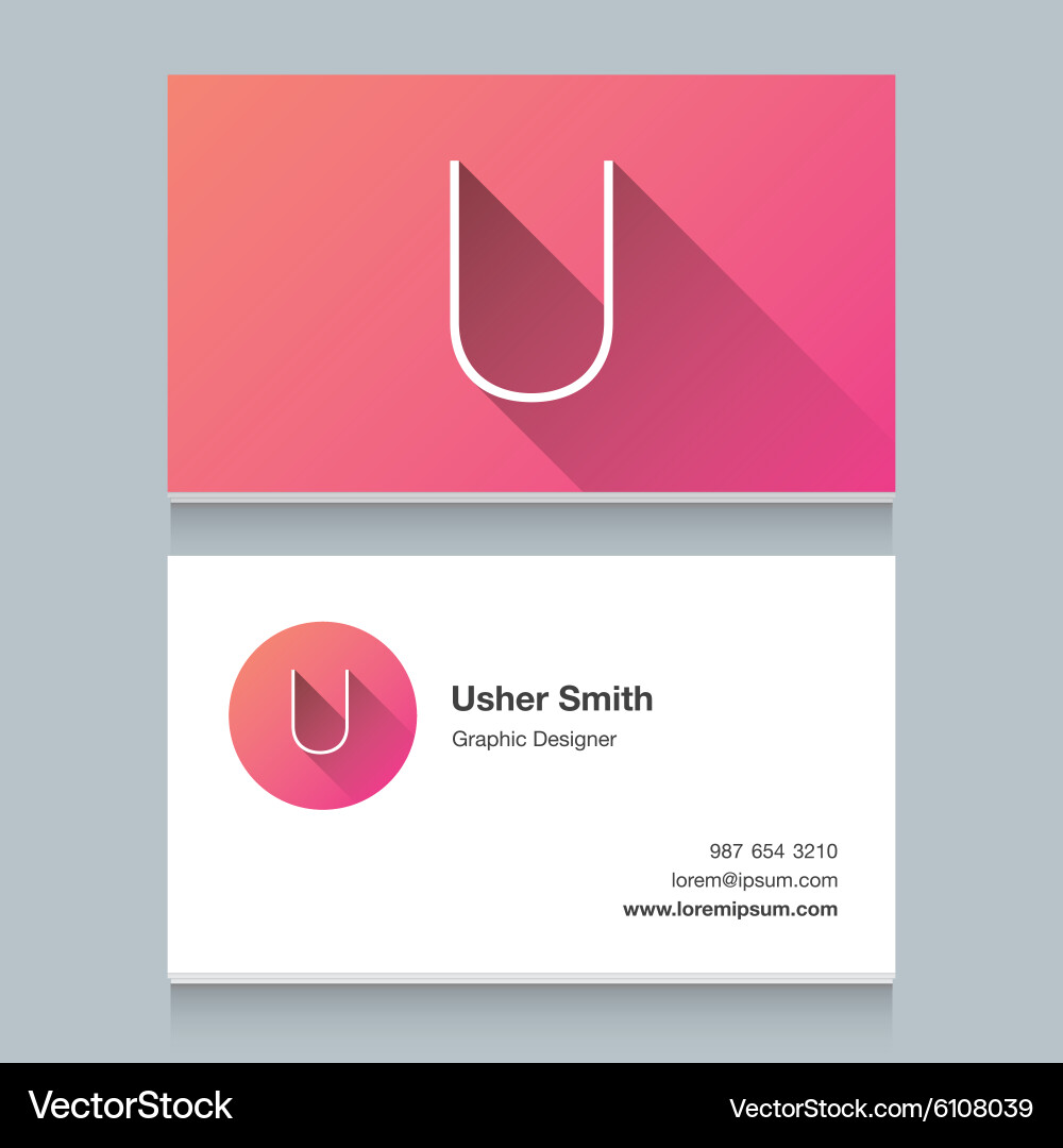 Business card letter u Royalty Free Vector Image