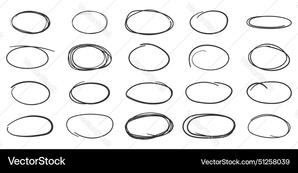 Circle line sketch icon in hand drawn style Vector Image