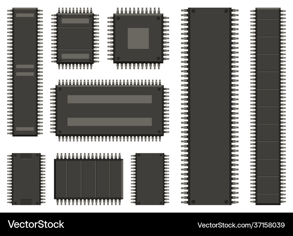 Computer chip design isolated on white background Vector Image
