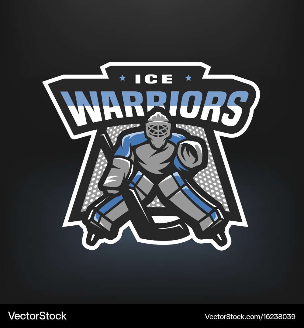 Hockey goalkeeper logo Royalty Free Vector Image