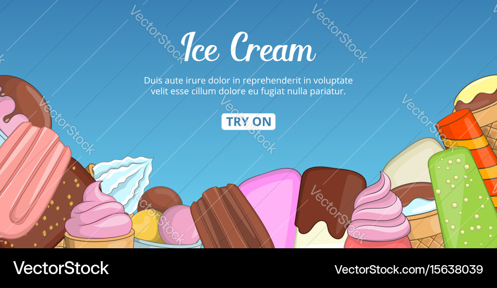 Ice cream choice banner horizontal cartoon style Vector Image
