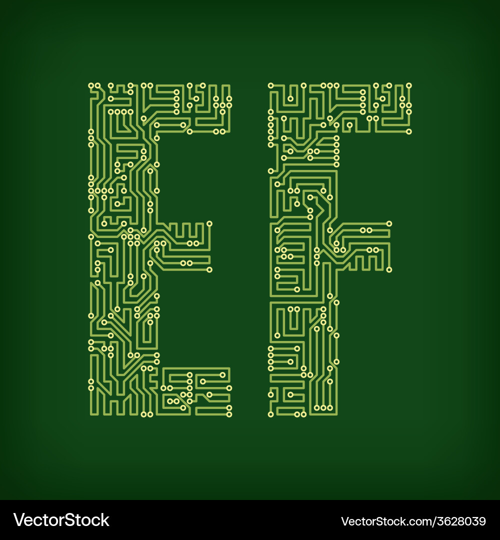 Pcb letter and digits Royalty Free Vector Image