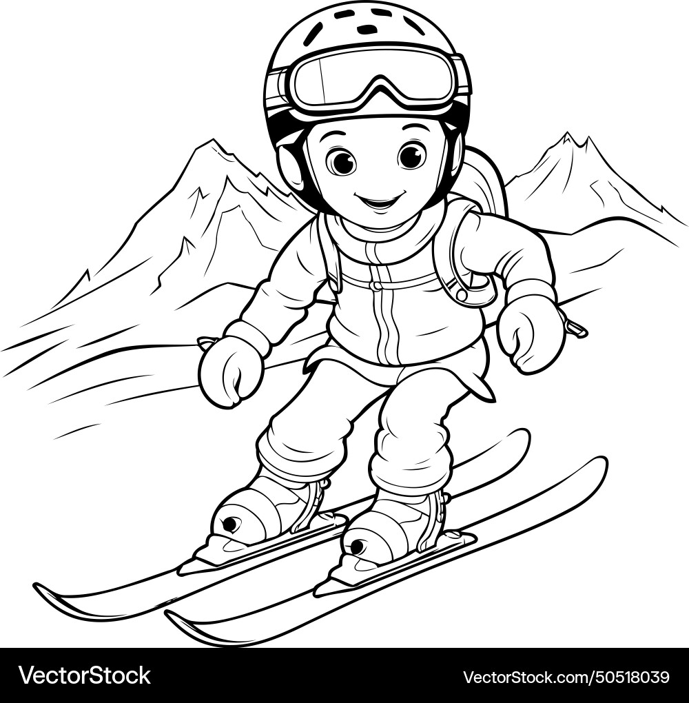 Snowboarder Coloring Page for Kids Royalty Free Vector Image