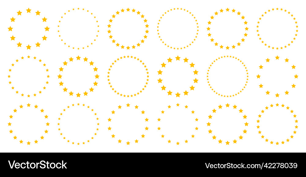 Stars of various sizes arranged in a circle round Vector Image