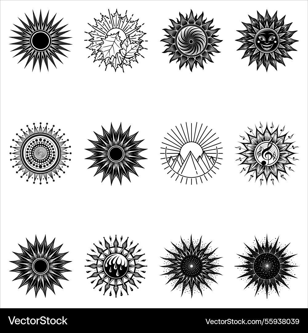 Sun bundle Royalty Free Vector Image - VectorStock