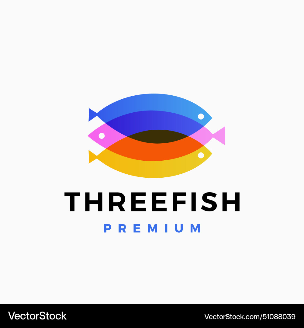 Triple three fishes fish multiply overlapping Vector Image