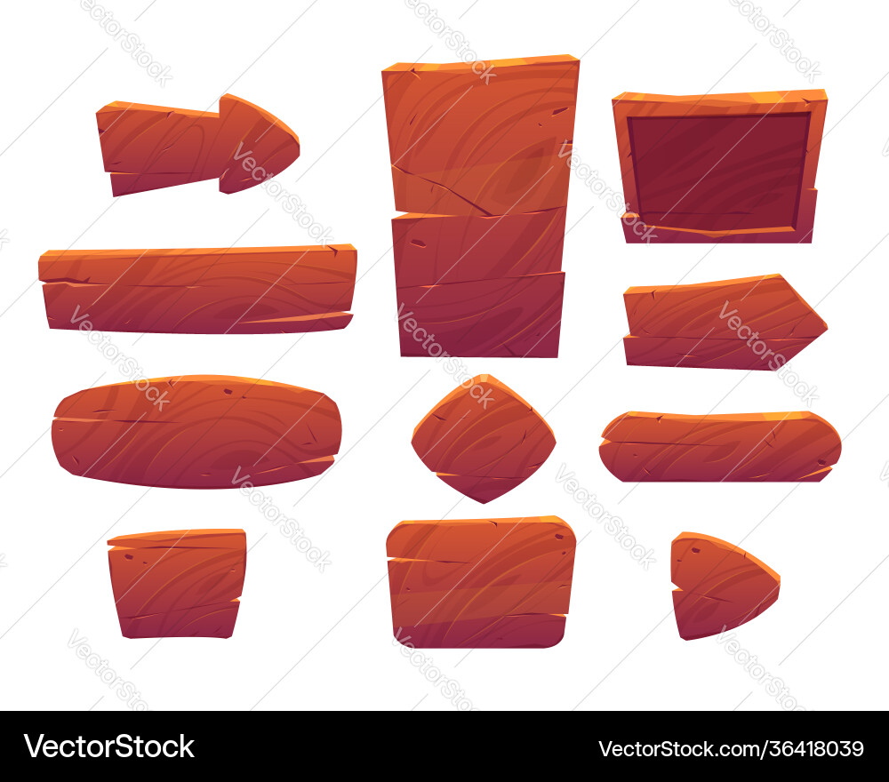 Wooden UI Buttons & Boards Royalty Free Vector Image