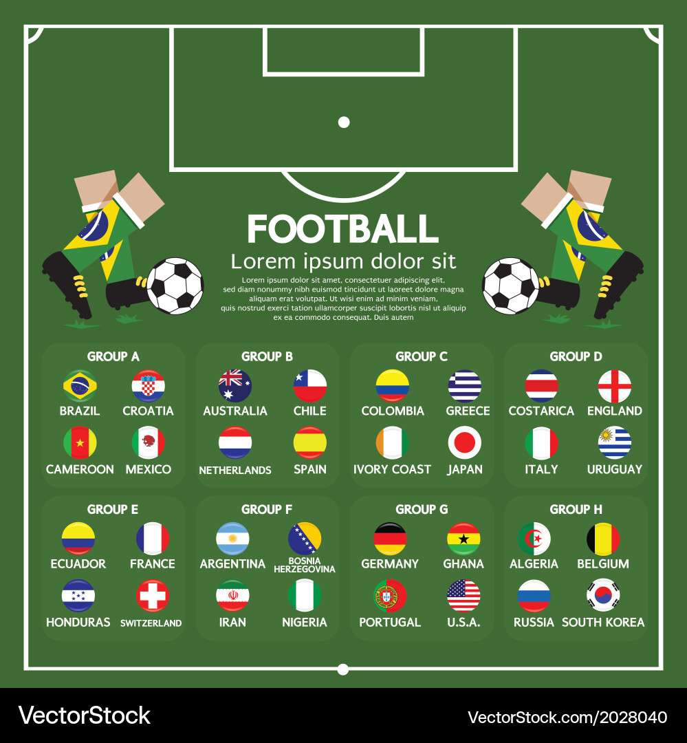 2014 football tournament chart Royalty Free Vector Image