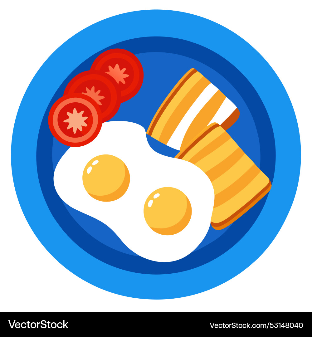 A blue plate is adorned with satisfying Royalty Free Vector