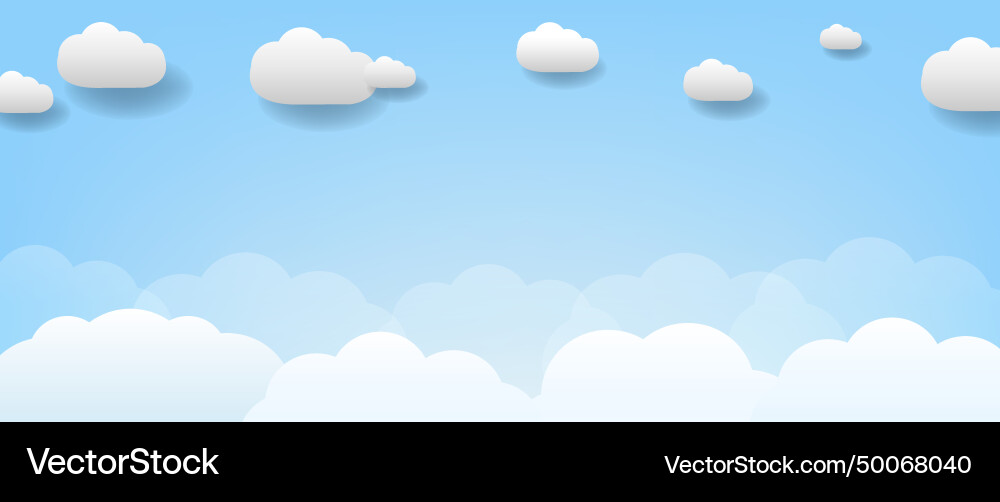 Banner with white clouds and blue sky Royalty Free Vector