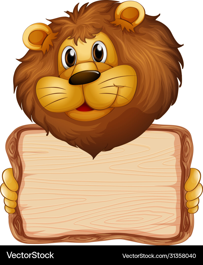 Board template with cute lion on white background Vector Image