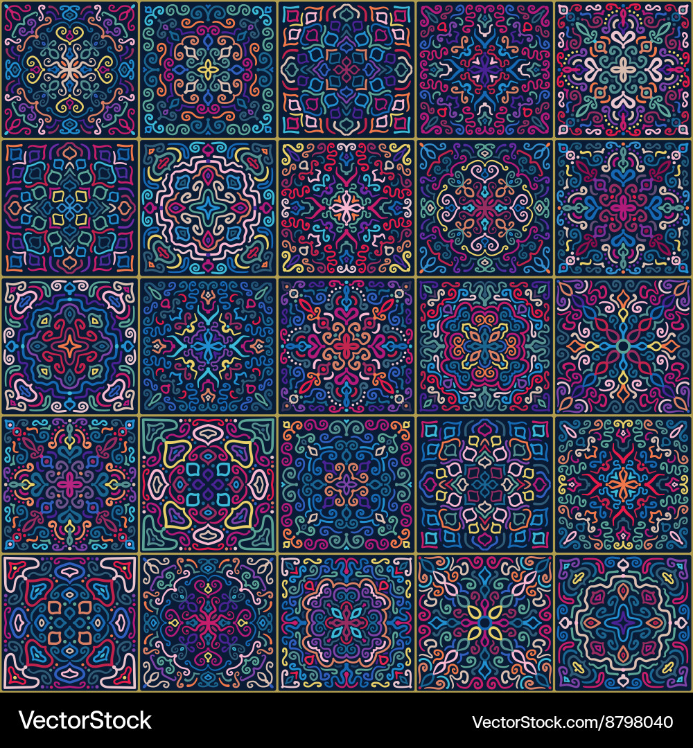 Colorful square tiles seamless pattern Royalty Free Vector