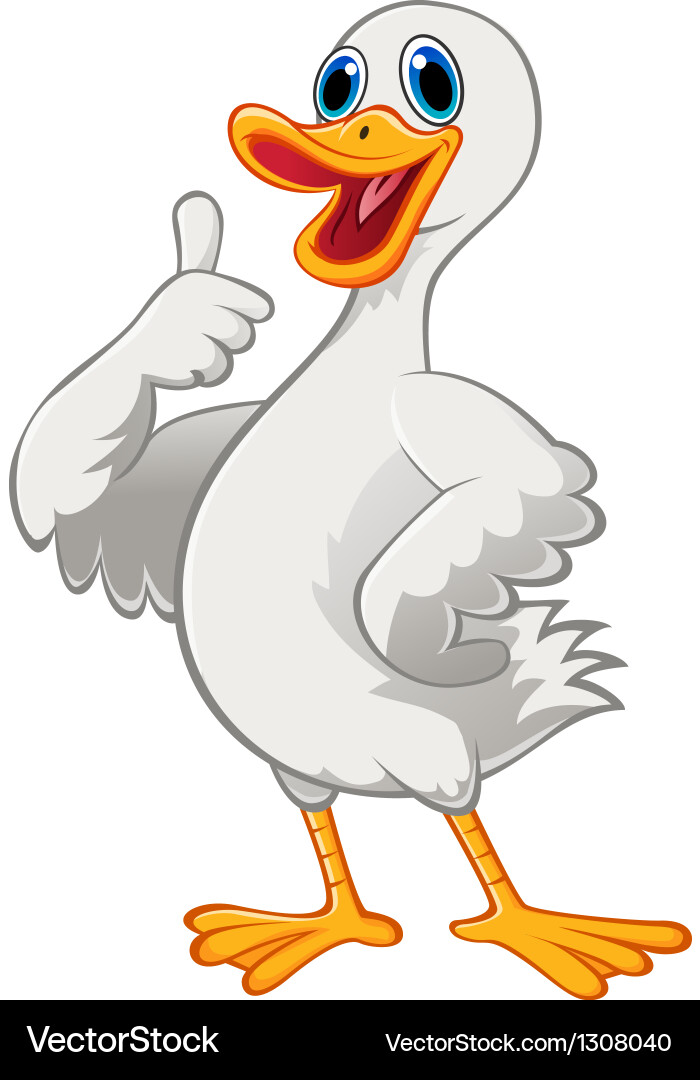 Cute duck cartoon with thumb up Royalty Free Vector Image