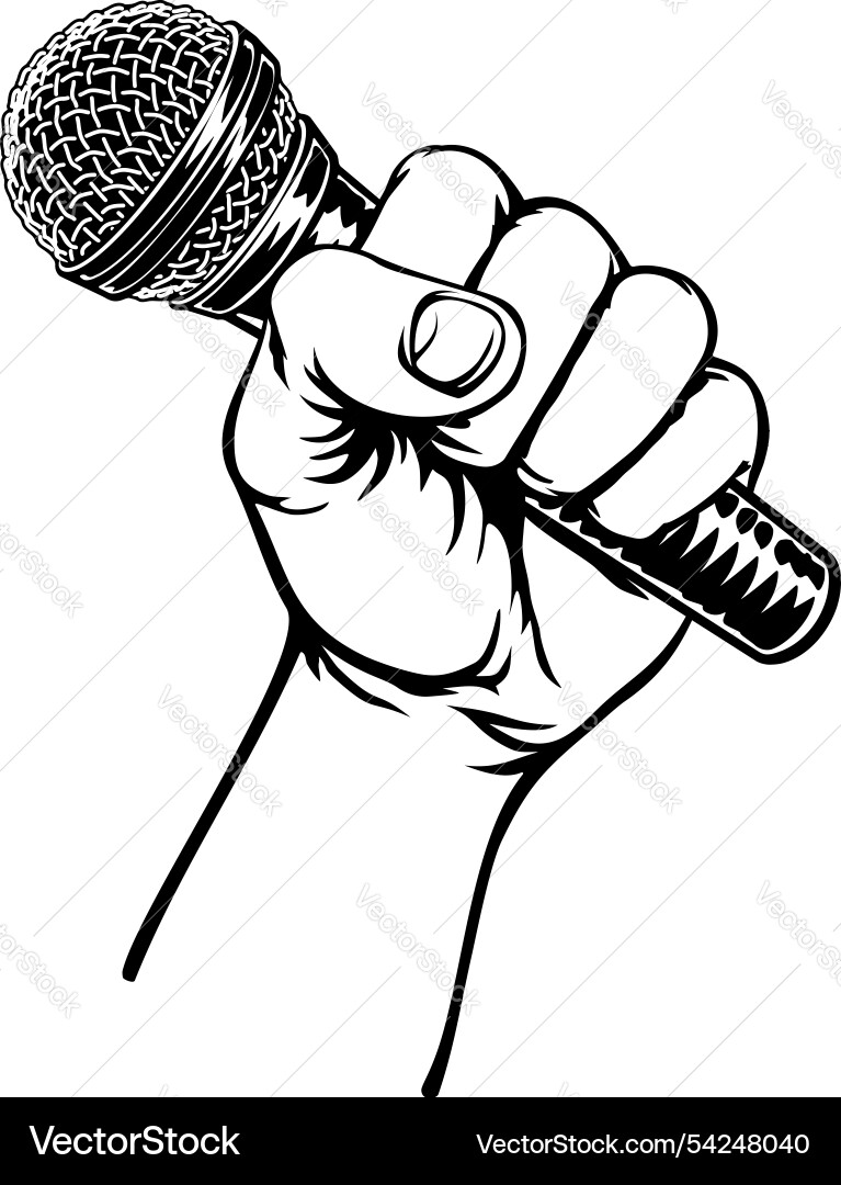Hand holding microphone Royalty Free Vector Image