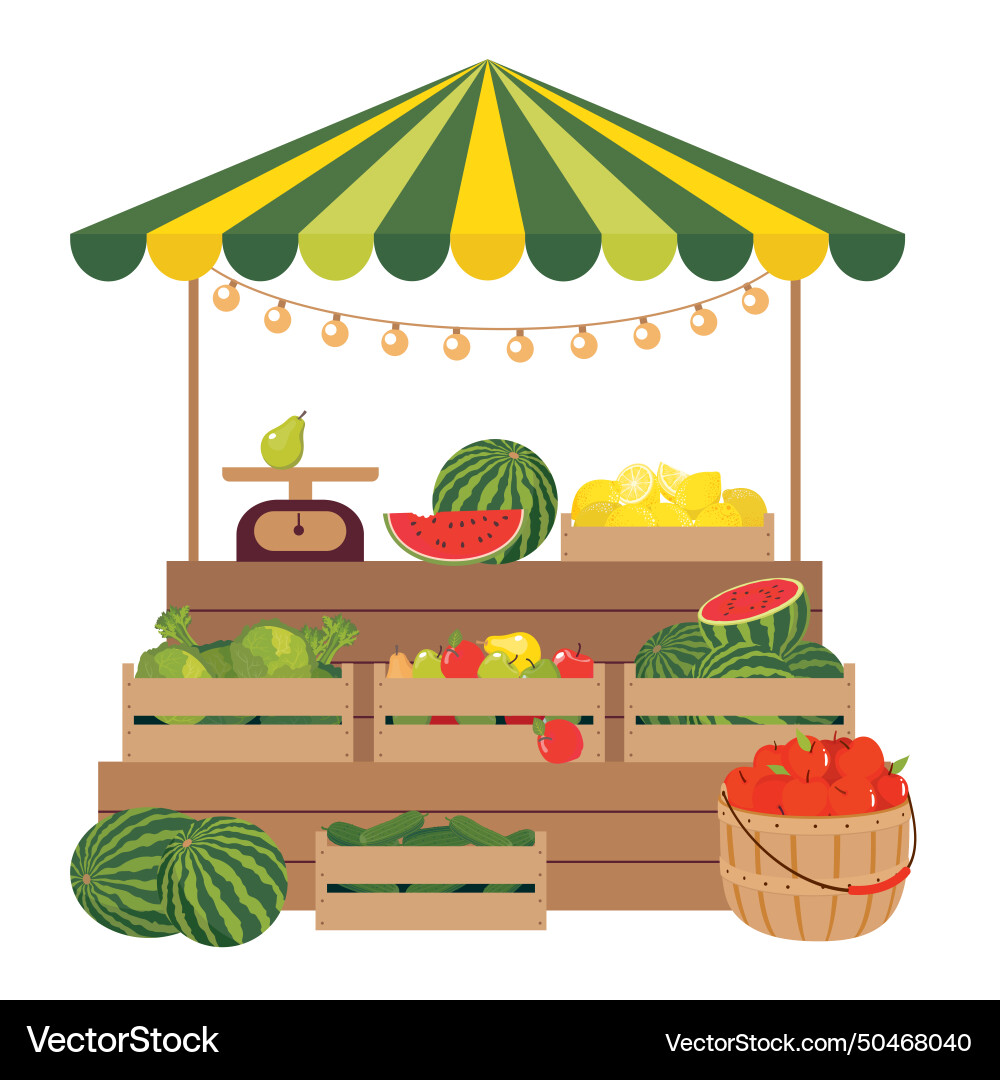 Harvest food stall Royalty Free Vector Image - VectorStock