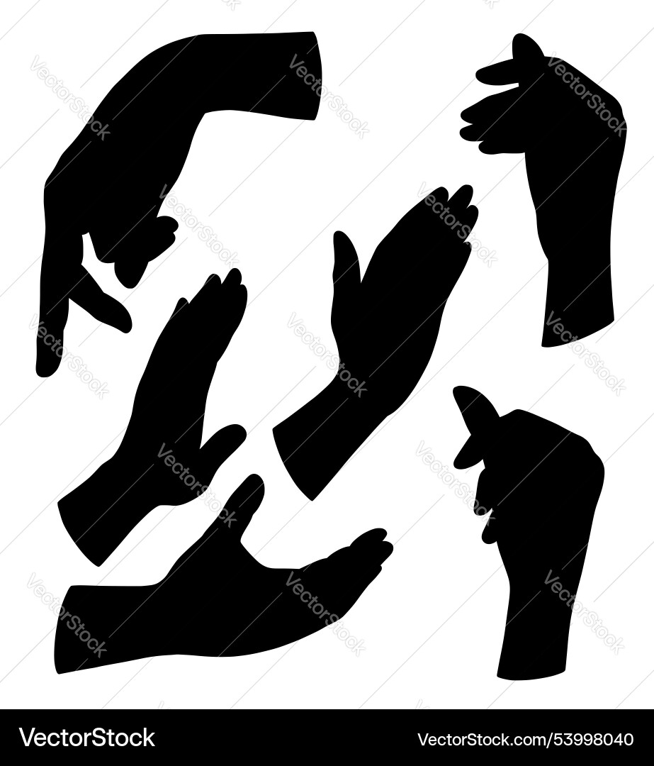 Human hand sign action black silhouette Royalty Free Vector