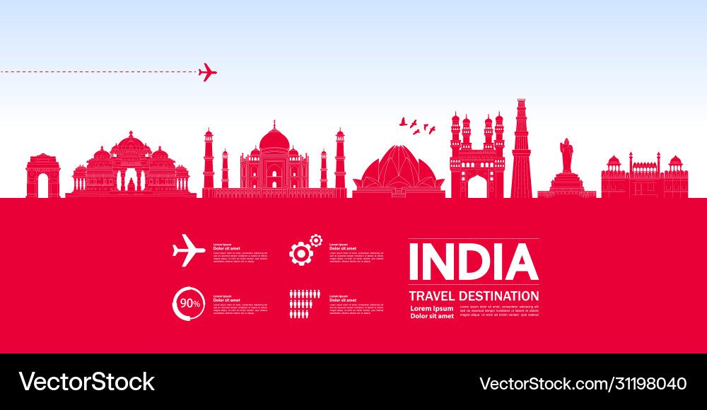 India travel destination Royalty Free Vector Image