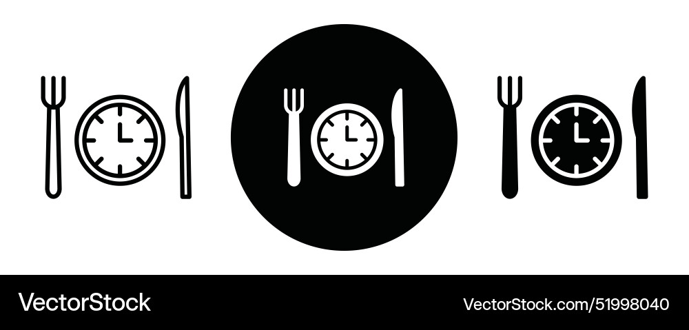 Lunchtime outline icon collection or set Vector Image