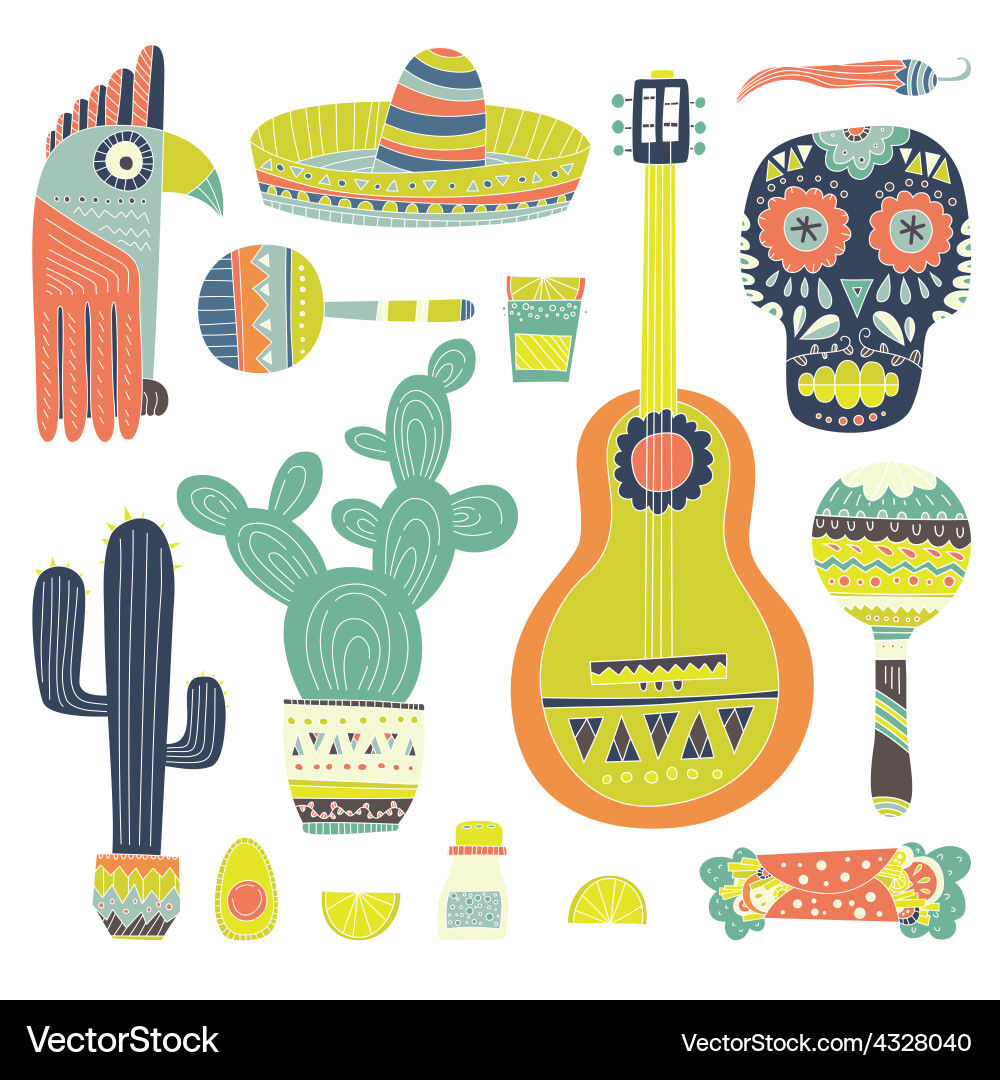 Mexican Fiesta Icons Royalty Free Vector Image