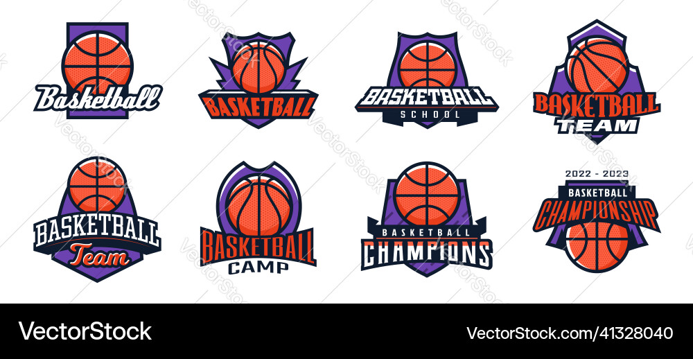 Set of logos basketball emblems colorful Vector Image