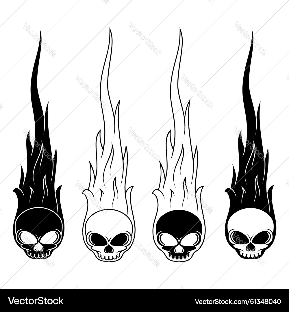 Skull engulfed in fire Royalty Free Vector Image