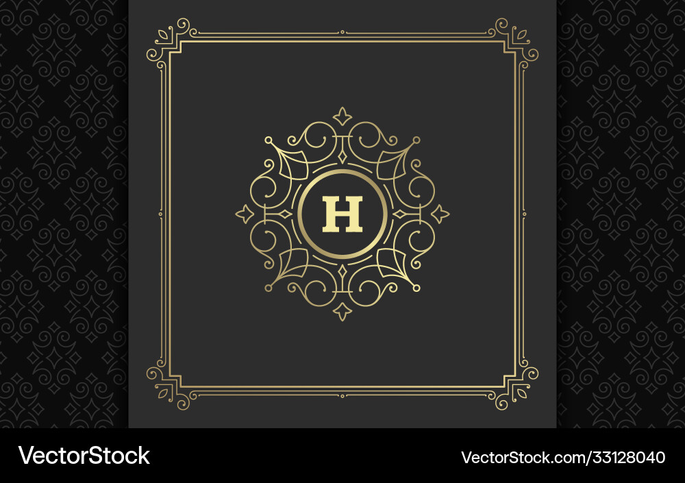 Vintage Monogramm Logo elegant blüht Linie Kunst Vektorbild