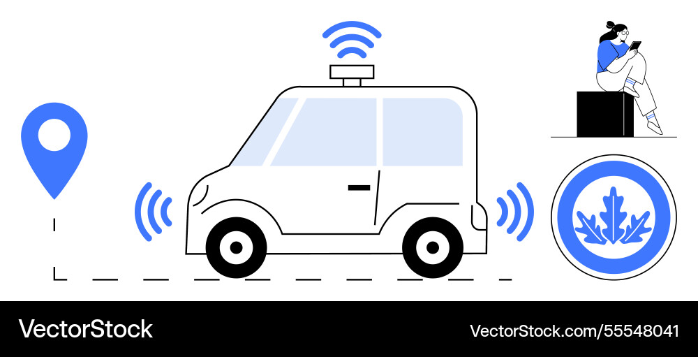 Autonomous electric vehicle with gps navigation Vector Image
