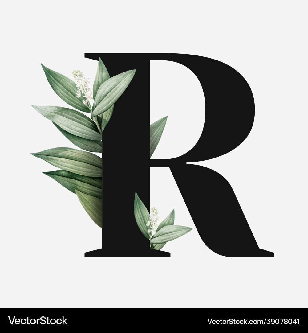 Botanical capital letter r Royalty Free Vector Image