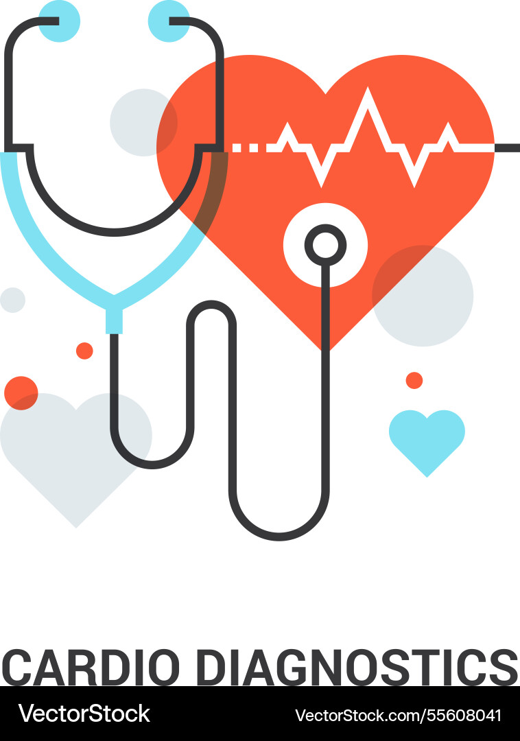 Cardio diagnostics flat line icon design concept Vector Image