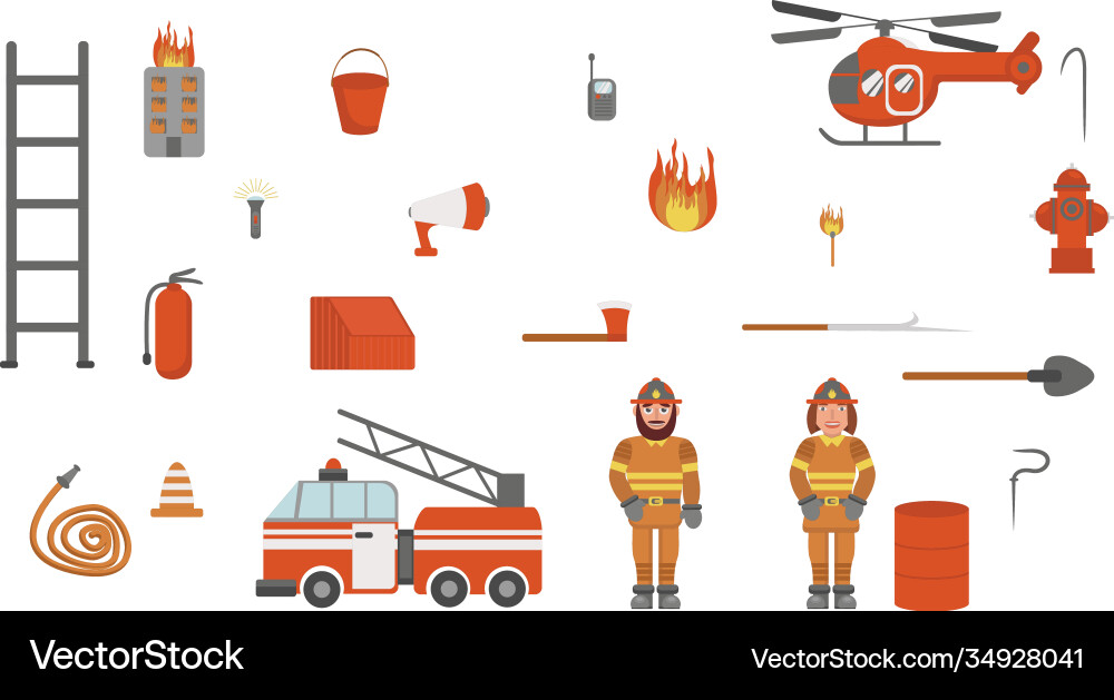 Cartoon collection firefighter fire-fighter Vector Image