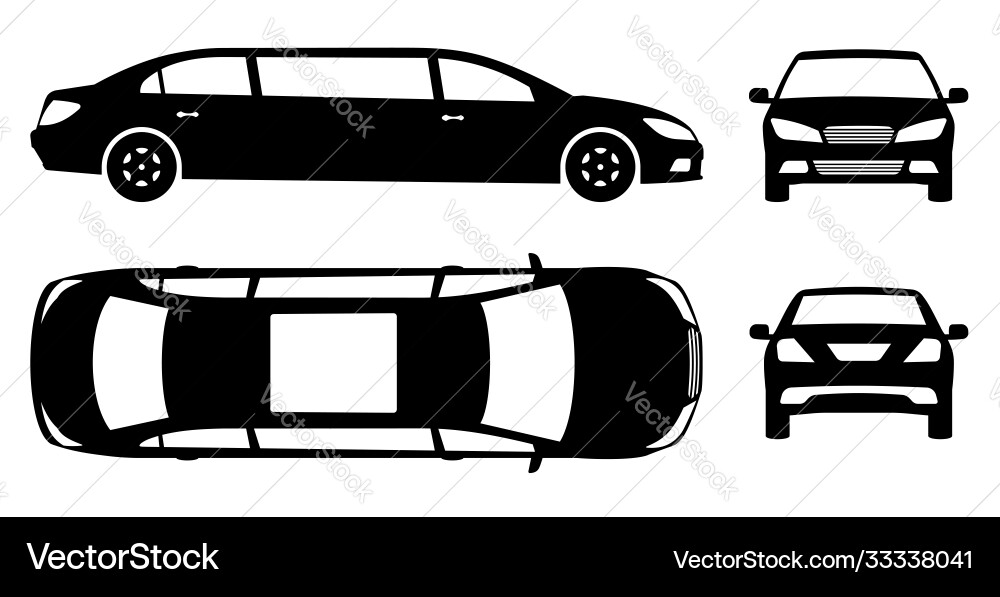 Limousine pictograph side front back top view Vector Image