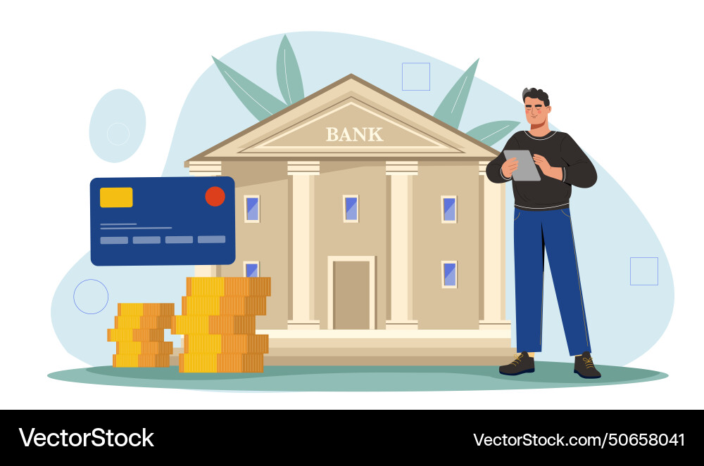 Man with financial transactions Royalty Free Vector Image