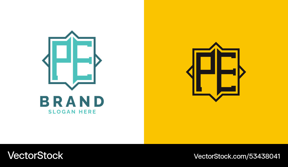 Modern pe monogram logo design initial letter Vector Image