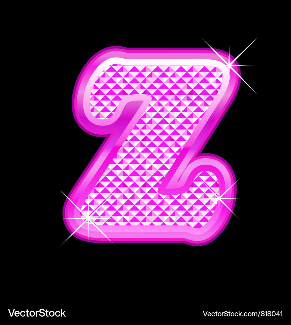 Z letter pink bling girly Royalty Free Vector Image