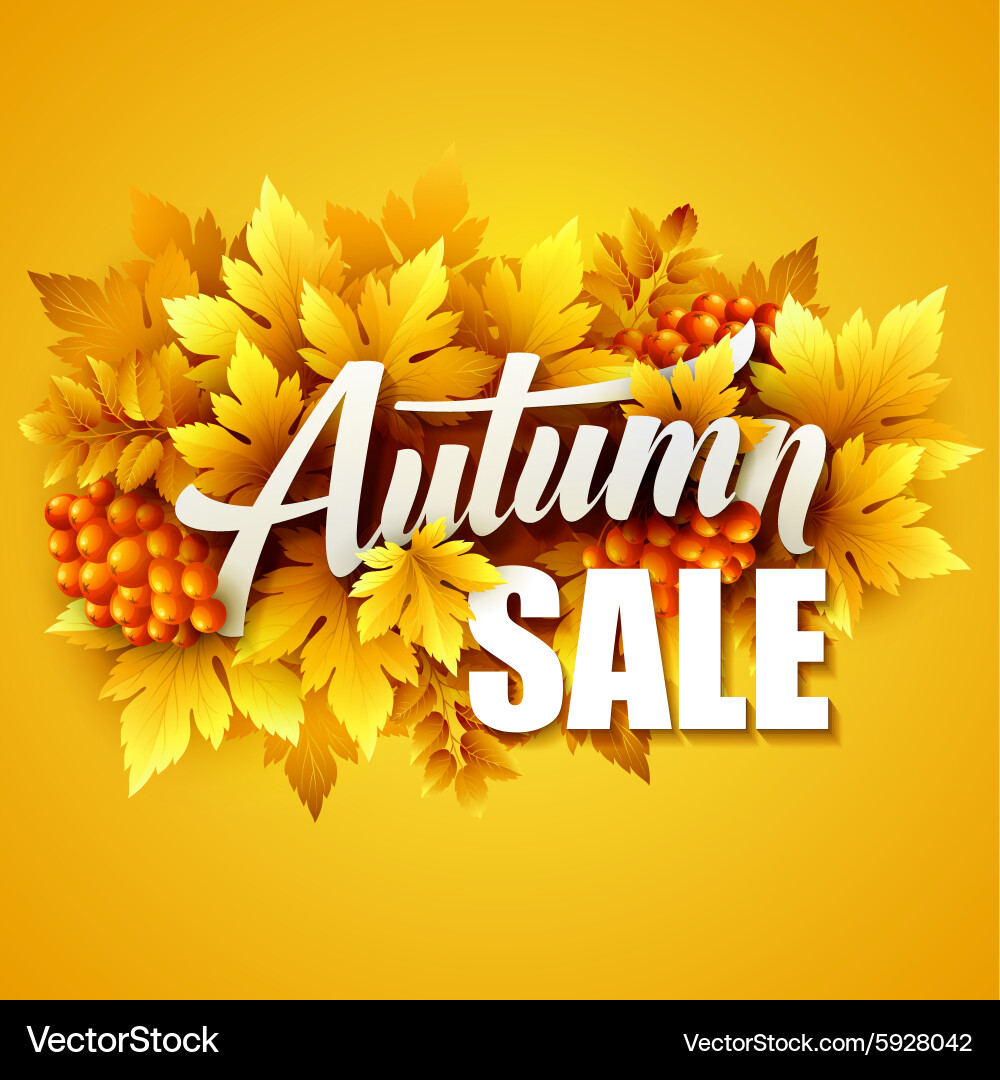 Autumn Typography Fall Leaves Royalty Free Vector Image