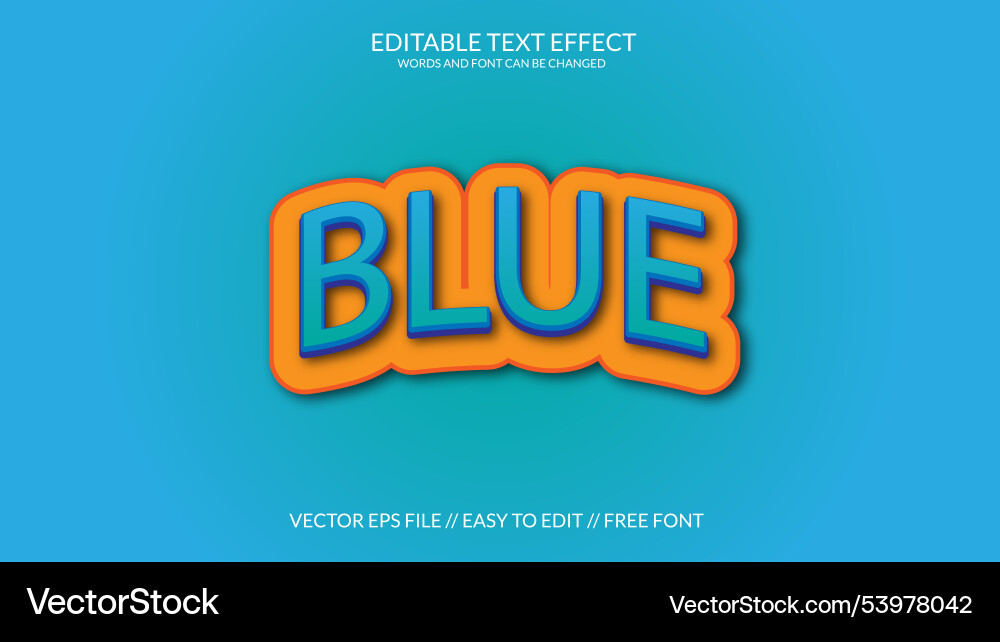 Blue 3d text effect design Royalty Free Vector Image