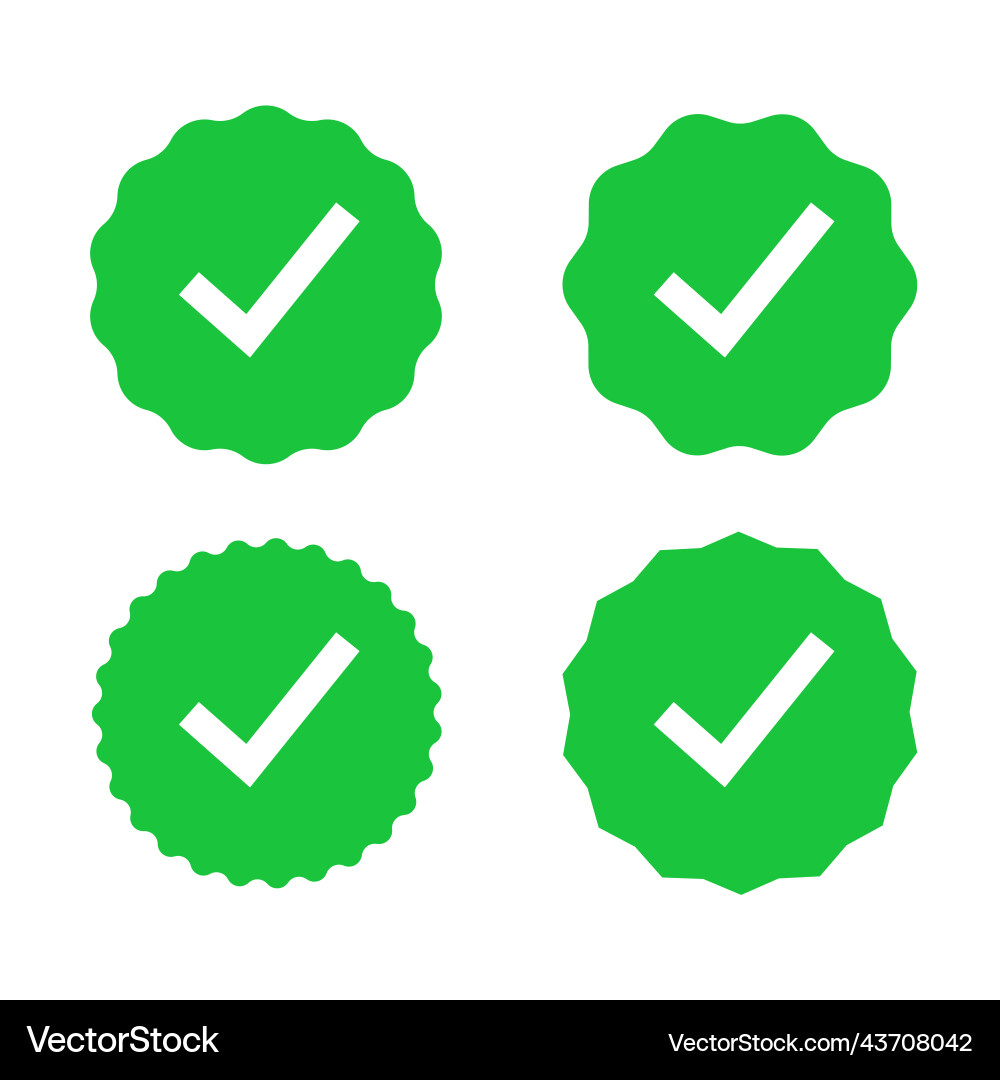 Check icon tick mark sign ok correct yes green Vector Image